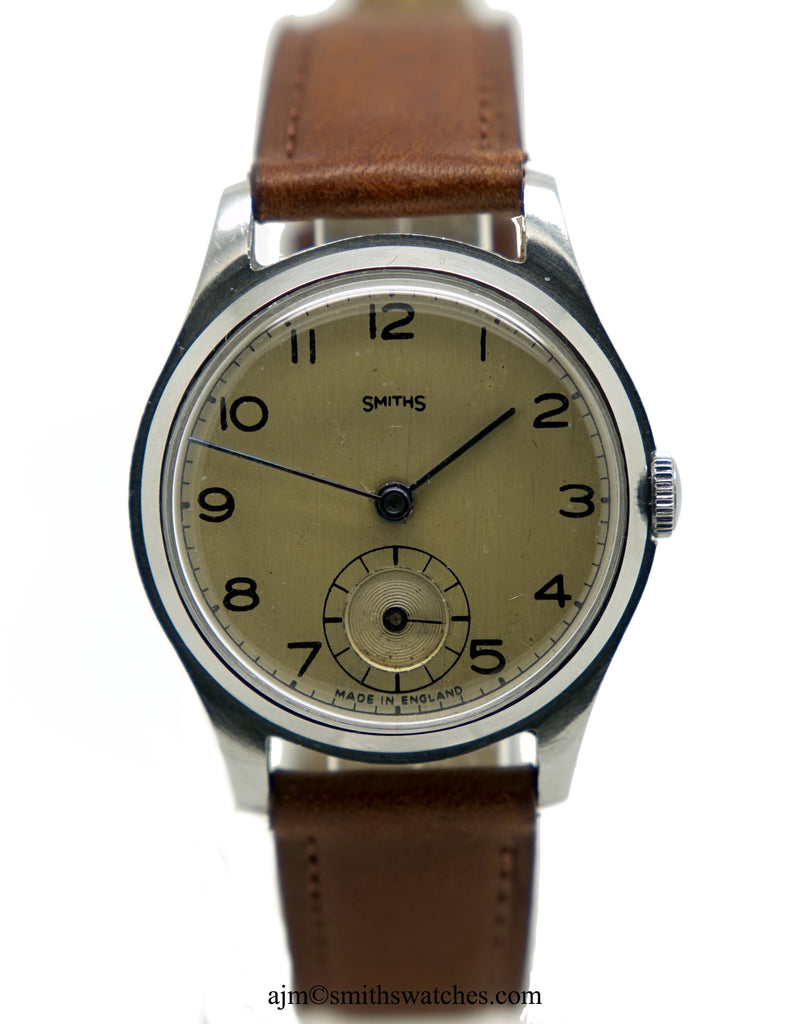 SMITHS EARLY ALL STAINLESS STEEL 12-15 MADE IN ENGLAND WRISTWATCH PRE ...