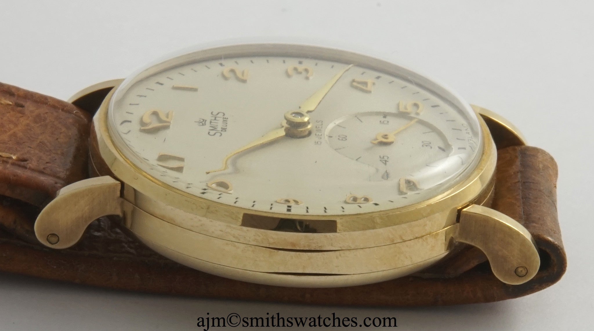 DELUXE SMITHS MADE IN ENGLAND SOLID 9CT GOLD GENTS WRISTWATCH WITH BOX ...